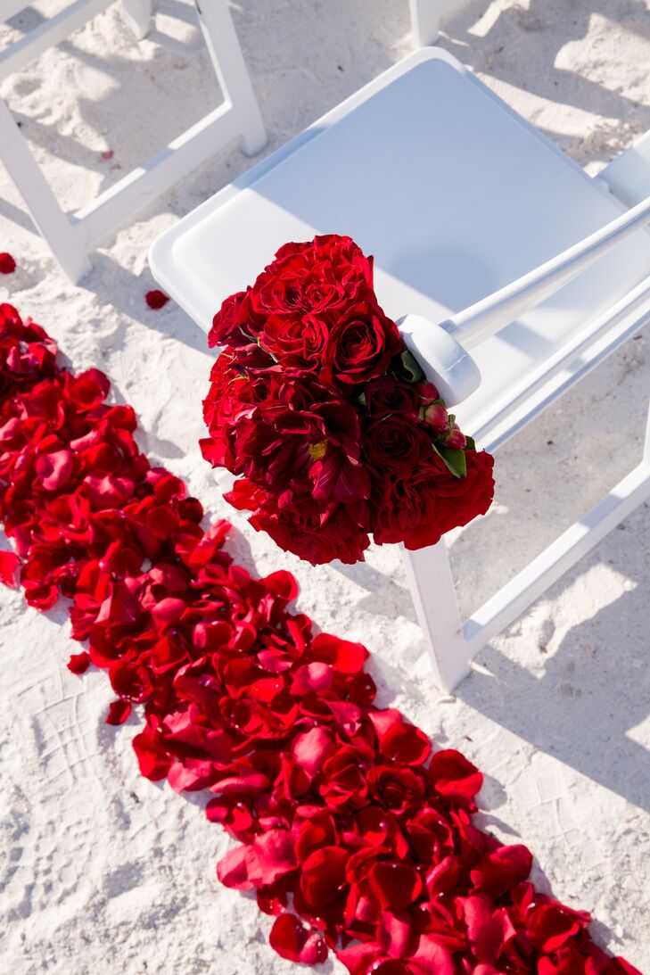 Red Rose Petal Aisle Decorations