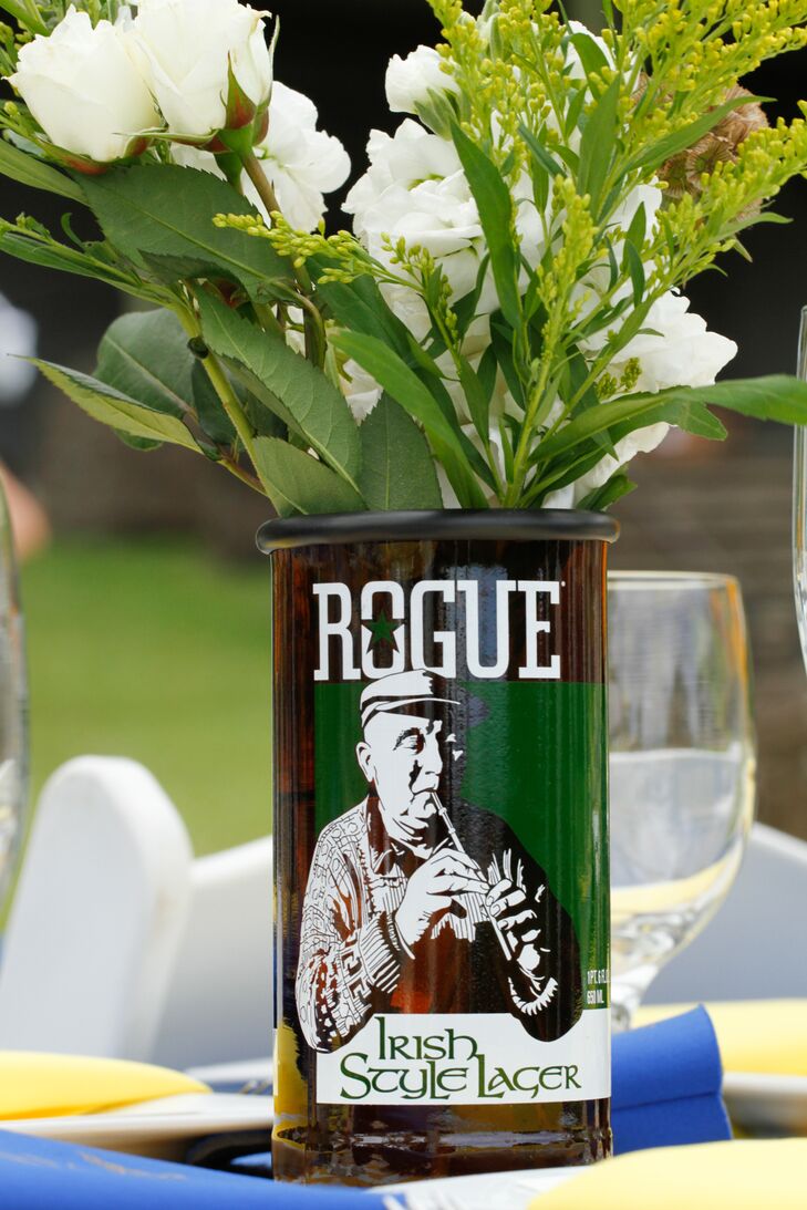 Repurposed Beer Bottle Centerpiece Vase